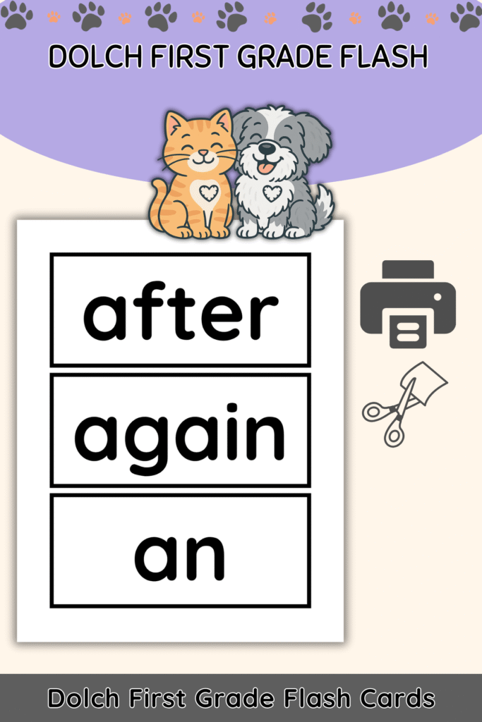 Free Dolch Sight Word Flashcards – First Grade - Loaf & Stitch