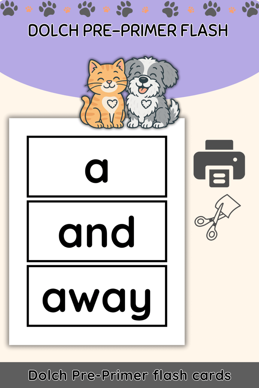 Free Dolch Sight Words List – Pre-Primer (Preschool/Kindergarten ...