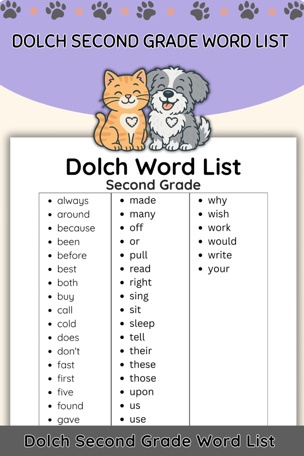 Free Dolch Sight Words List – Pre-Primer (Preschool/Kindergarten ...