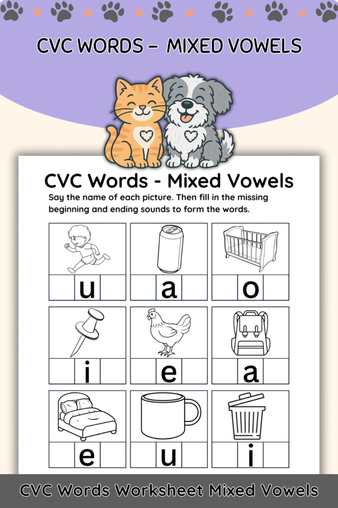 Free CVC Words Worksheet: The “-ap” Word Family (Trace, Say & Color ...