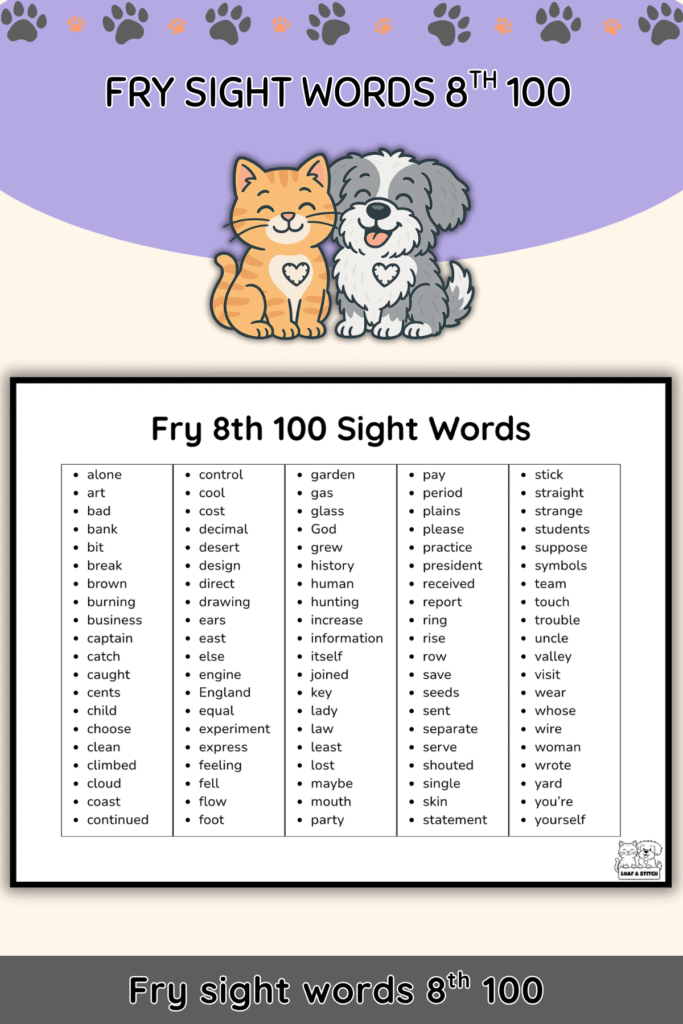 Complete Fry Sight Word List (All 1,000 High-Frequency Words) - Loaf ...
