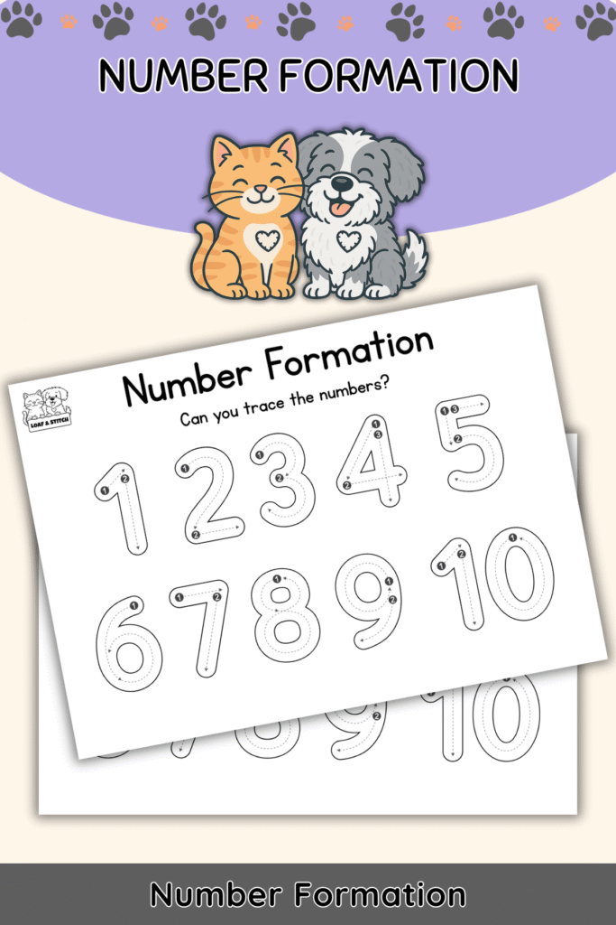 Free Printable Number Formation 0–10 Worksheet – Loaf & Stitch