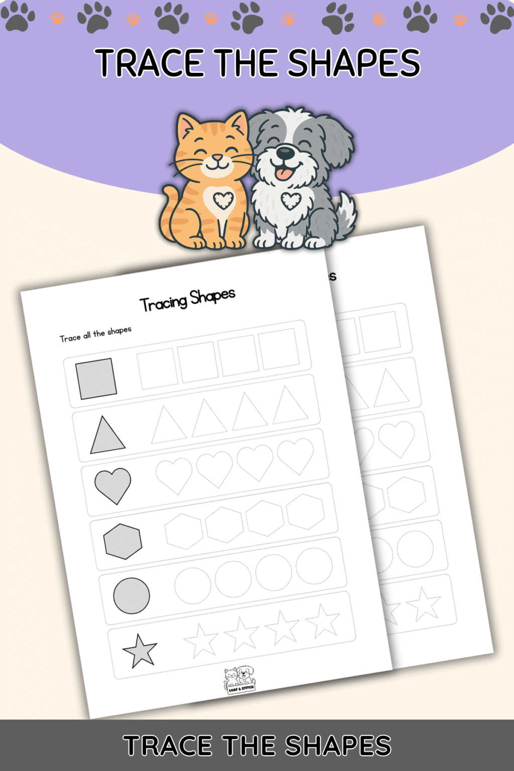 Trace the Shapes – Printable Shape Tracing Worksheet for Kids - Loaf ...