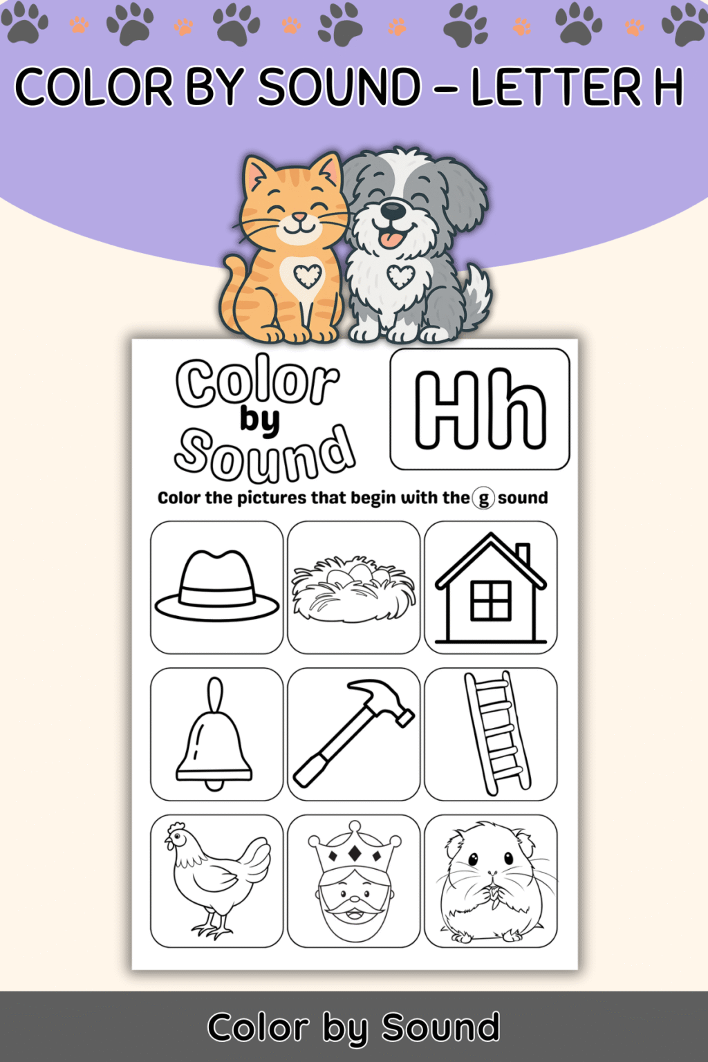 Color by Beginning Sound – Letter H Worksheet - Loaf & Stitch