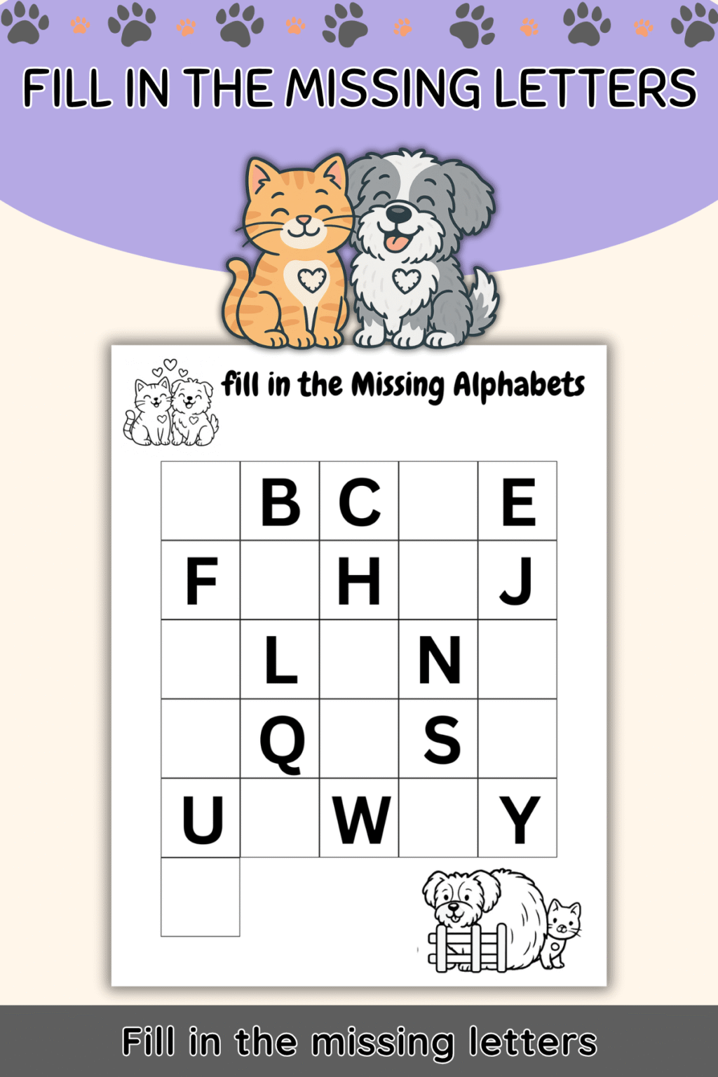 Missing Letters Worksheet – Uppercase Alphabet Practice - Loaf & Stitch