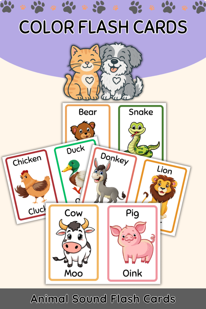 Printable Animal Sounds Flashcards - Loaf & Stitch