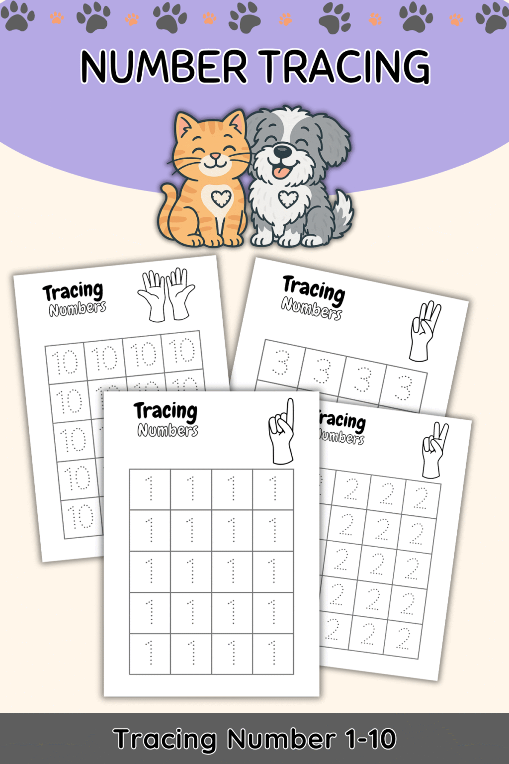 Number Tracing Practice – 1 to 10 – Loaf & Stitch